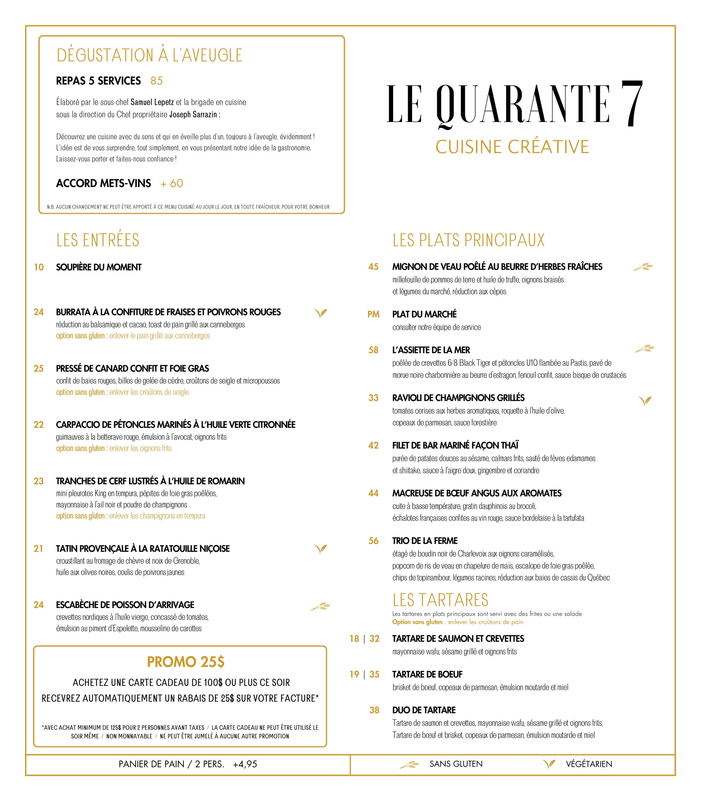 MENU DU SOIR – 2024 - Le Quarante 7